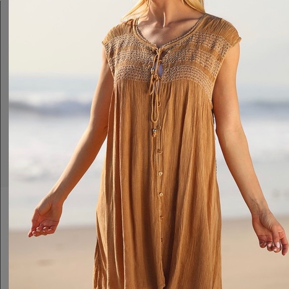 Anandas Collection | Dresses | Gold Sleeveless Tiefront Dress | Poshmark